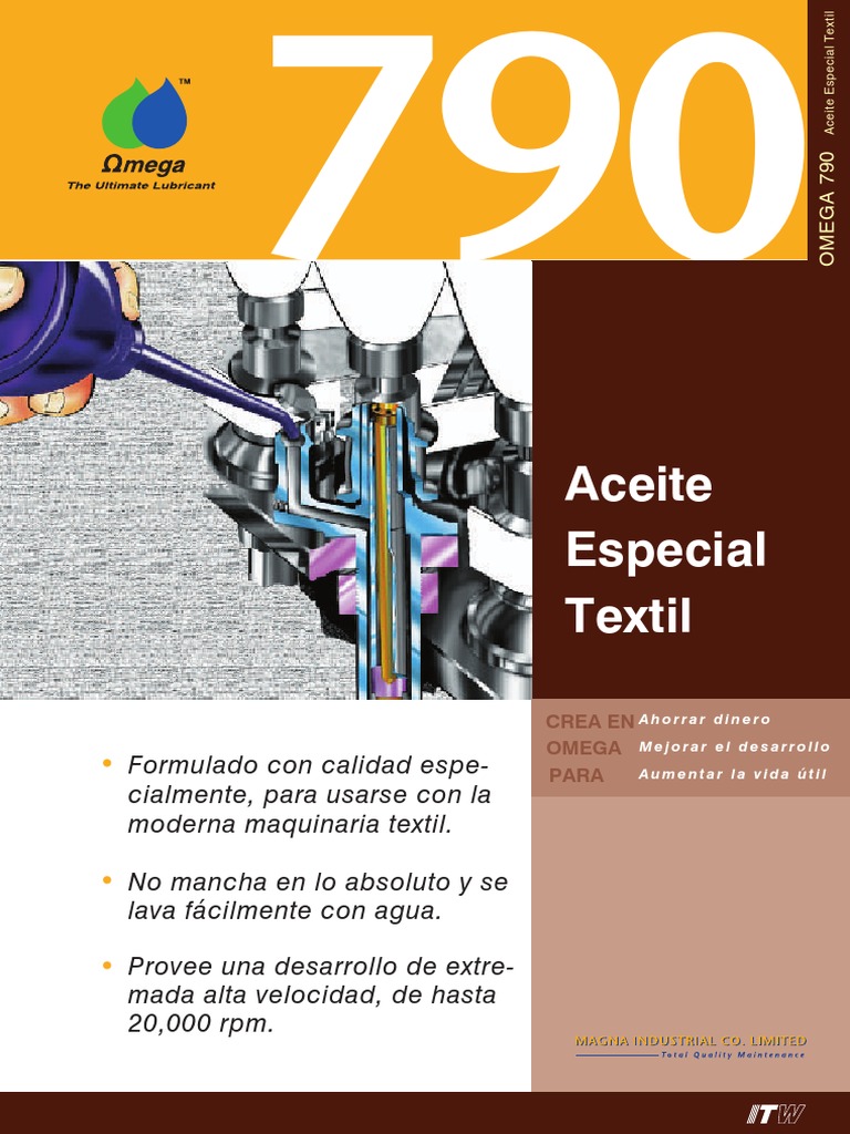 Aceite para Maquinas de Coser - OMEGA 790 | PDF | Lubricante | Agua