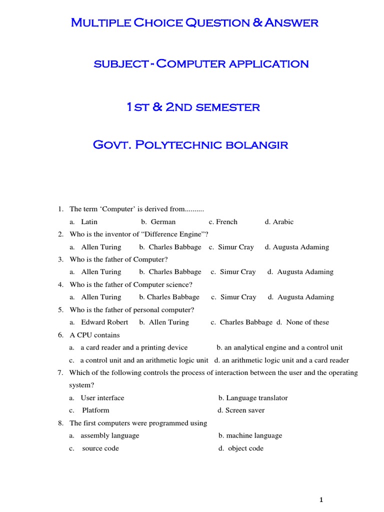 MCQ&A Comp Appl | PDF MCQ&A Comp Appl | PDF