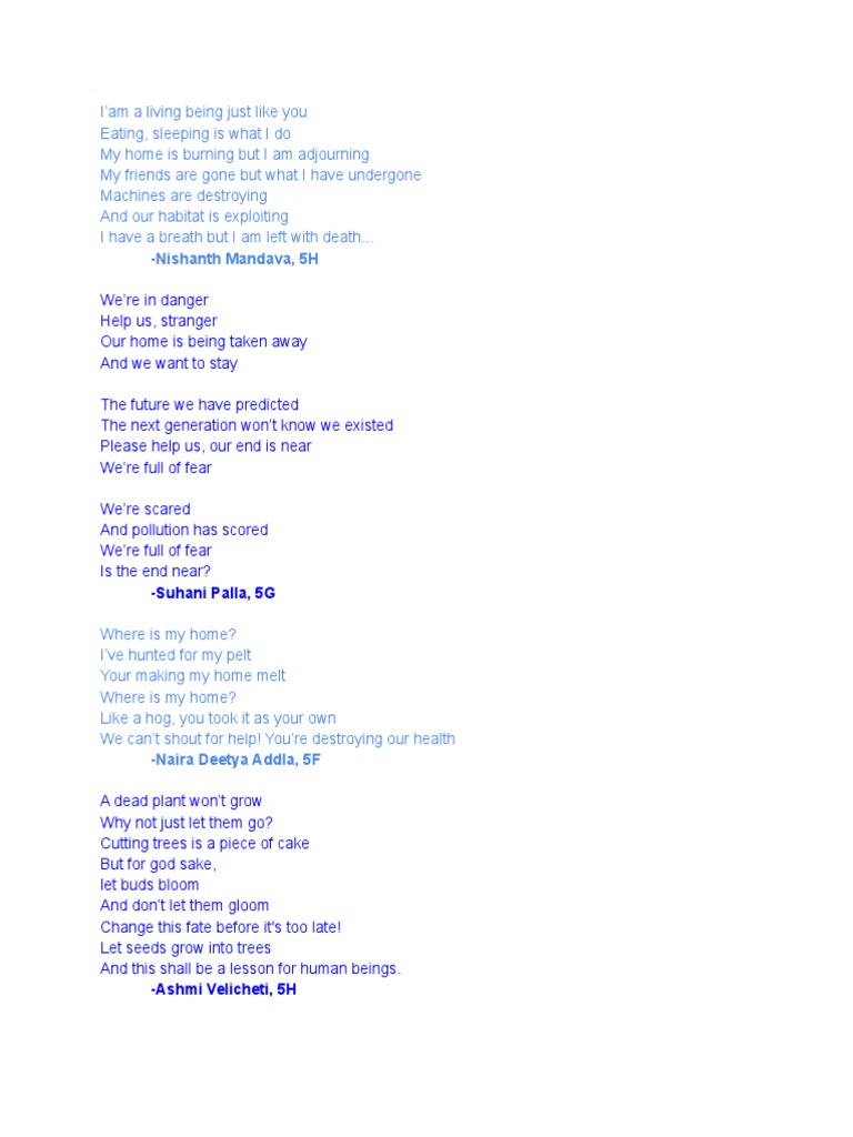 Poems on Nature and Extinction | PDF | Home & Garden | Poetry