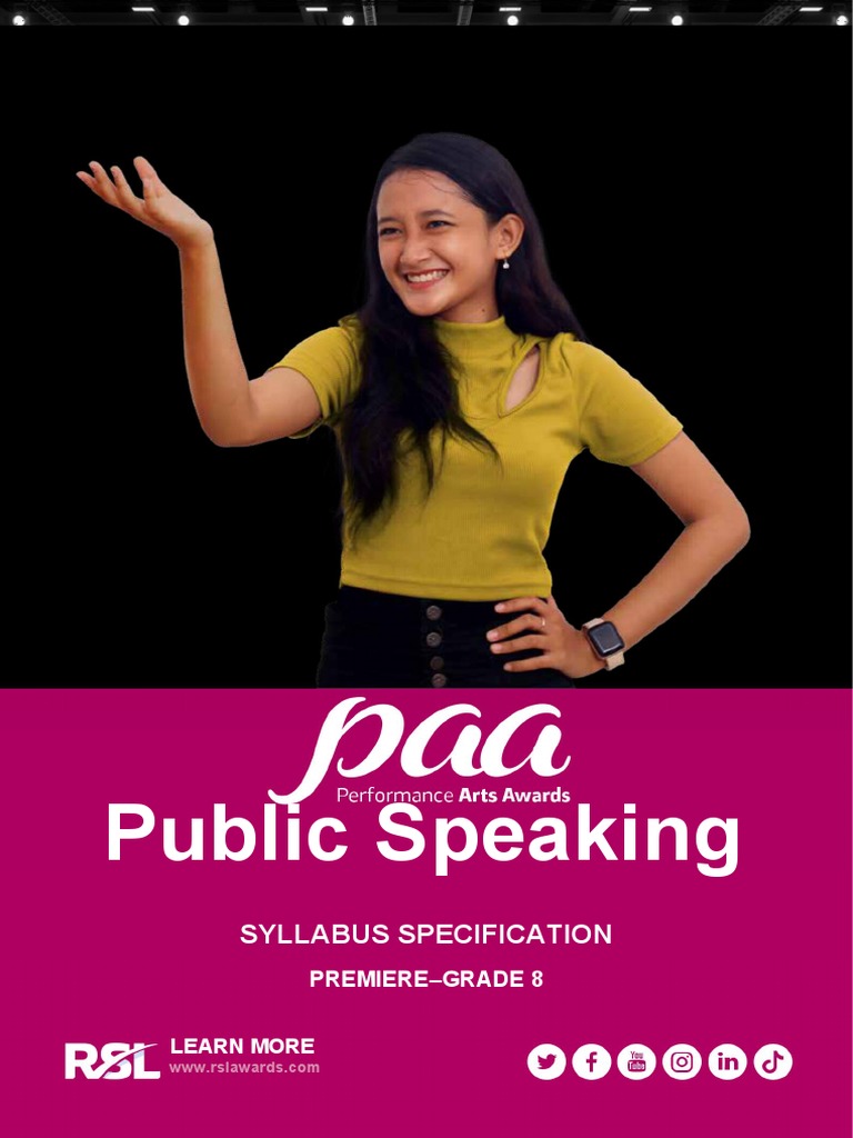 RSL PublicSpeakingSyllabusSpecification 2022 SFS 17apr2023 | PDF | Learning | Communication
