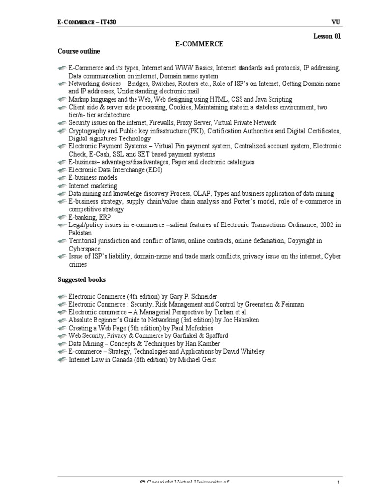 E-Commerce - IT430 Handouts - Removed | PDF | Computer Network | Osi Model