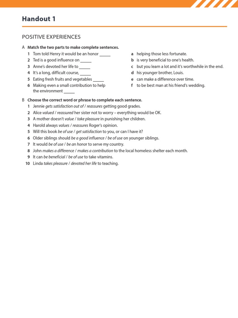 BUS Program Evolve 5 Lesson Plan 7 Handout 1 | PDF