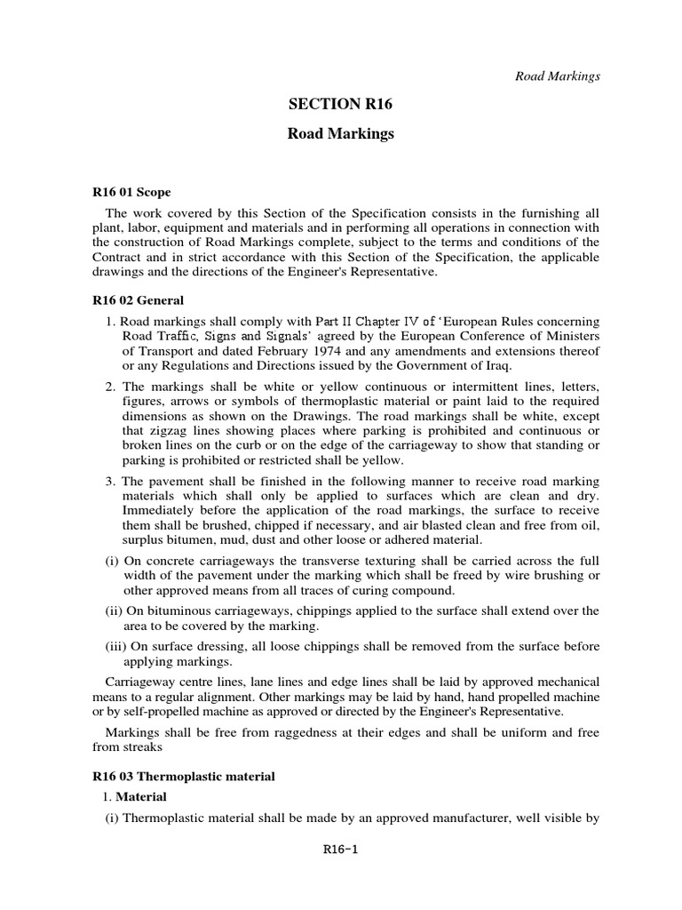 Section R16 Road Markings | PDF | Paint | Road