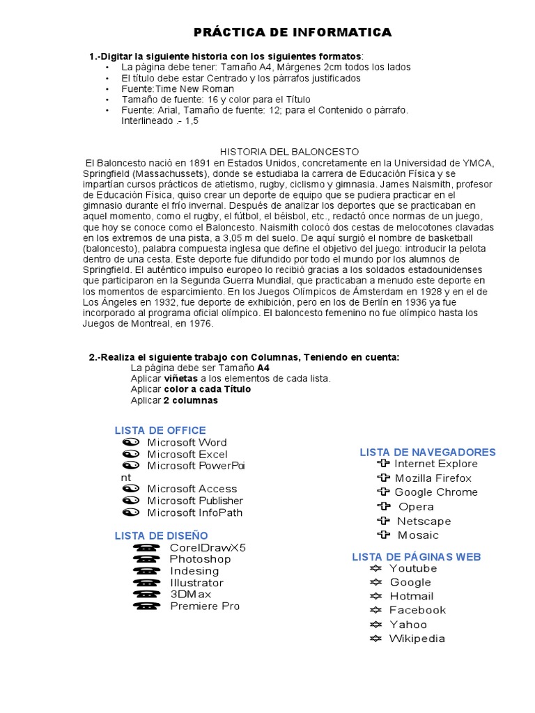PRÁCTICA DE INFORMATICA - Word | PDF | Microsoft