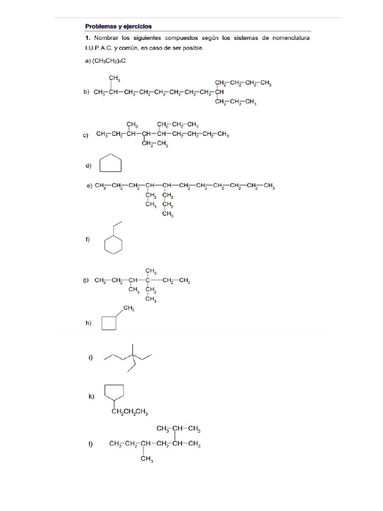 Ejercicios de Alcanos - Enos - Inos | PDF