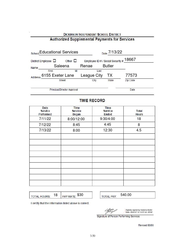 Summer Curriculum Timesheet | PDF