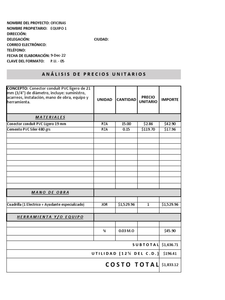 Análisis de Precios Unitarios 2025 | PDF