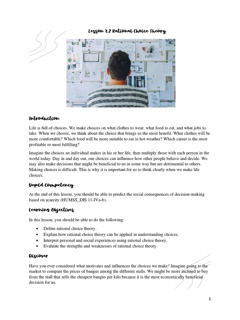 Lesson 3.2 Rational Choice Theory | PDF | Rationality | Choice