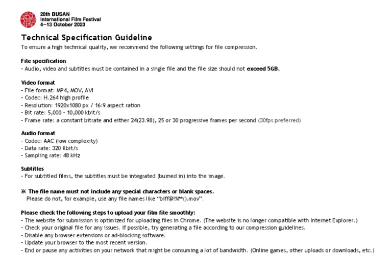 2023 Technical Specification Guideline Eng | PDF