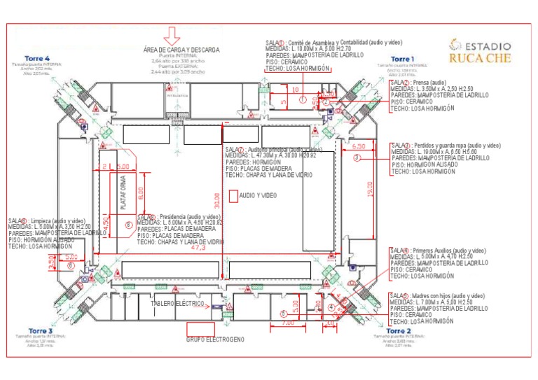 Plano Estadio Ruca Che | PDF | Albañilería | Bienes raíces