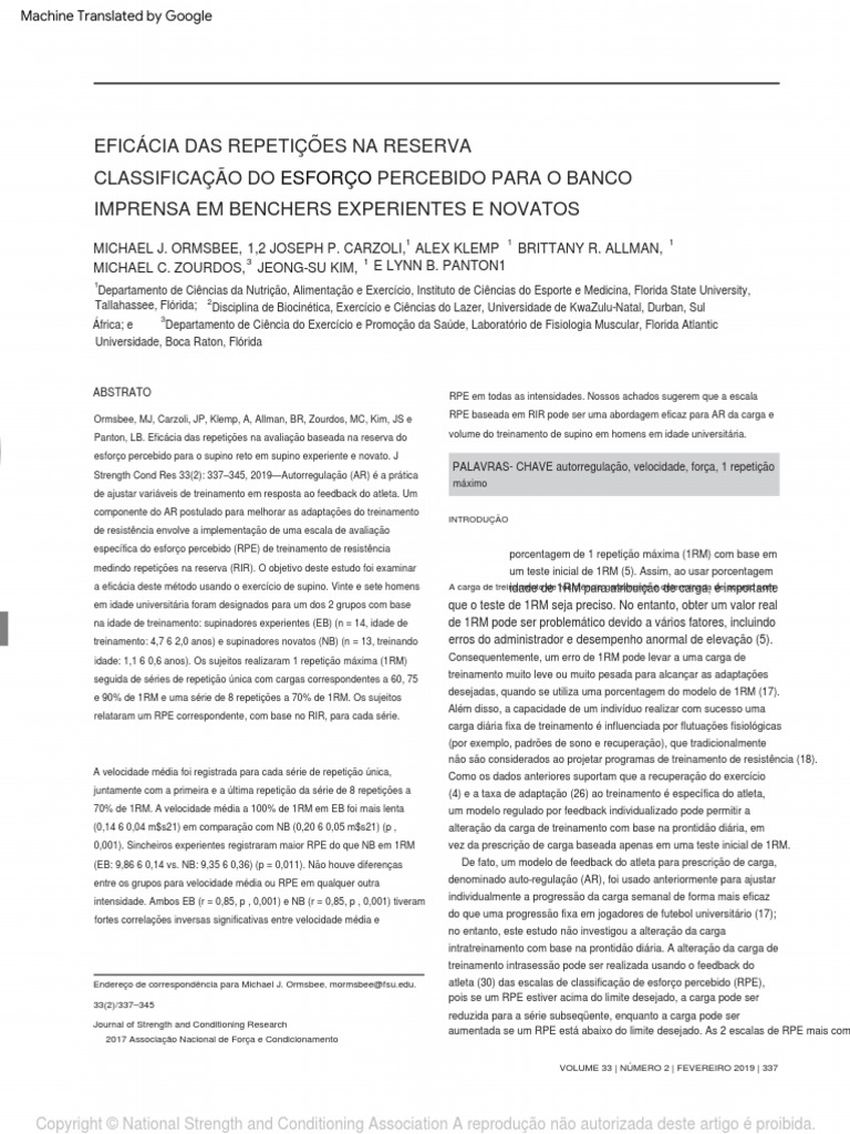 Efficacy of The Repetitions in Reserve Based | PDF | Aquecimento global ...