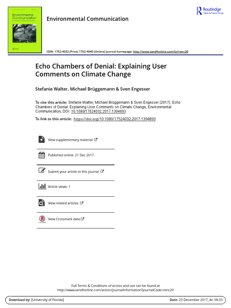Walter, Brüggeman and Engesser - Echo Chambers of Climate Denial | PDF | Climate Change | News