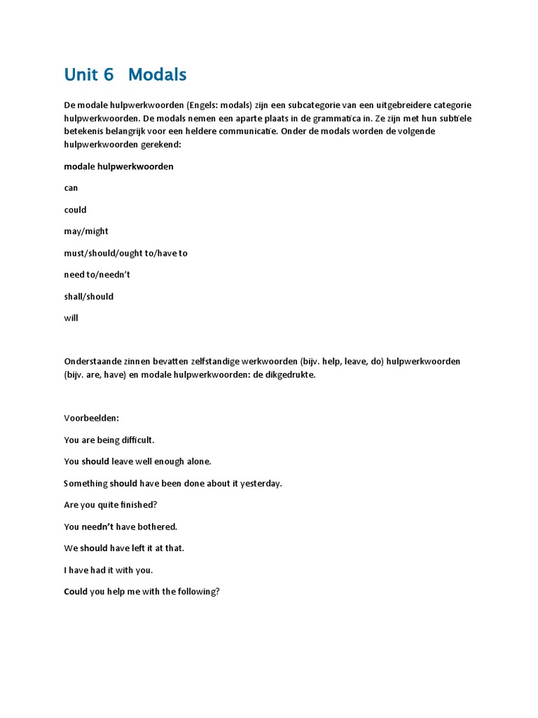 Unit 6 Modals | PDF