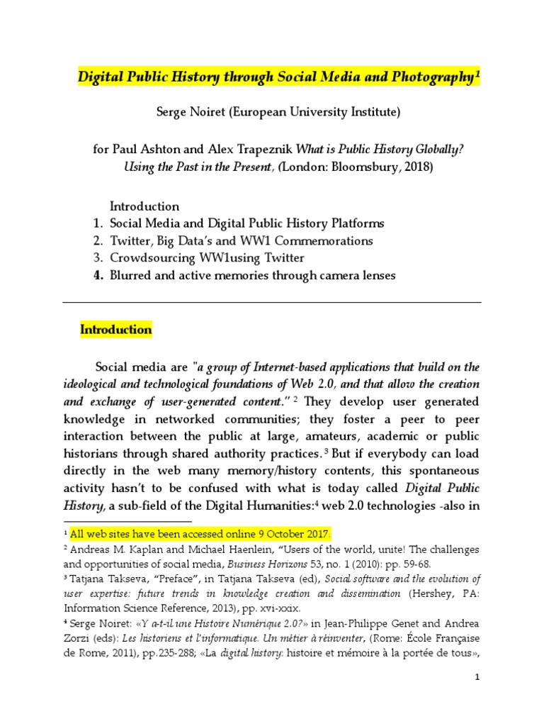 Noiret - Past_continuous_Digital_Public_History_t | PDF | Social Media ...