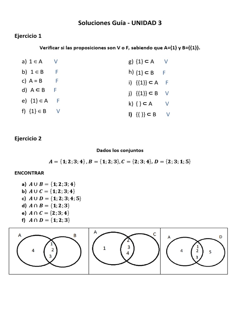 Solucion A Los Ejercicios de Conjuntos | PDF | Álgebra | Verdad lógica