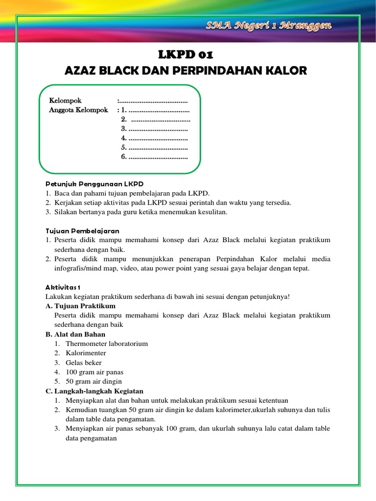 LKPD Azaz Black & Perpindahan Kalor | PDF