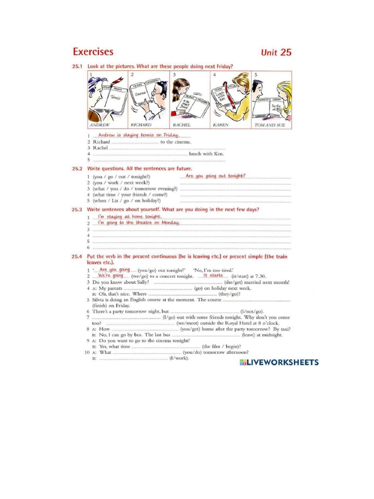 Present Continuous For Future Worksheet 2 | PDF