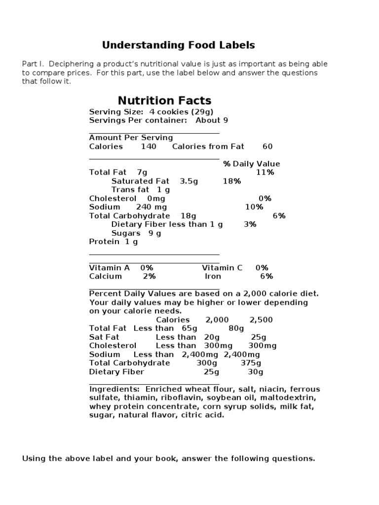 Label Reading Project Lecture Class Revised | PDF | Nutrition Facts ...