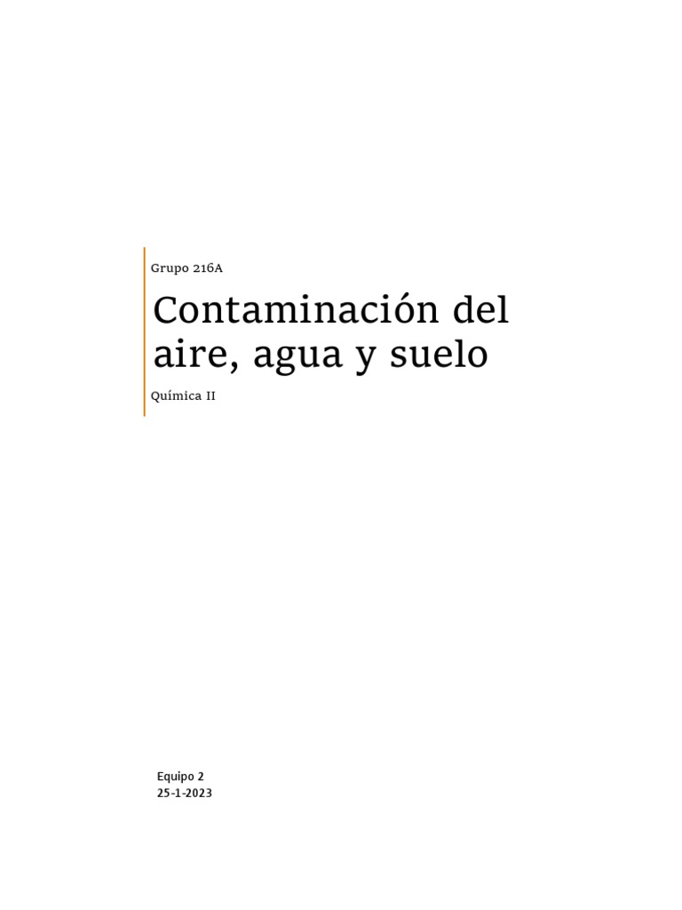 Contaminación del aire, agua y suelo | PDF | Contaminación | La ...