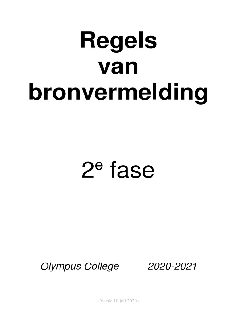 Regels Voor Bronvermelding 2e Fase - Digitale Versie | PDF