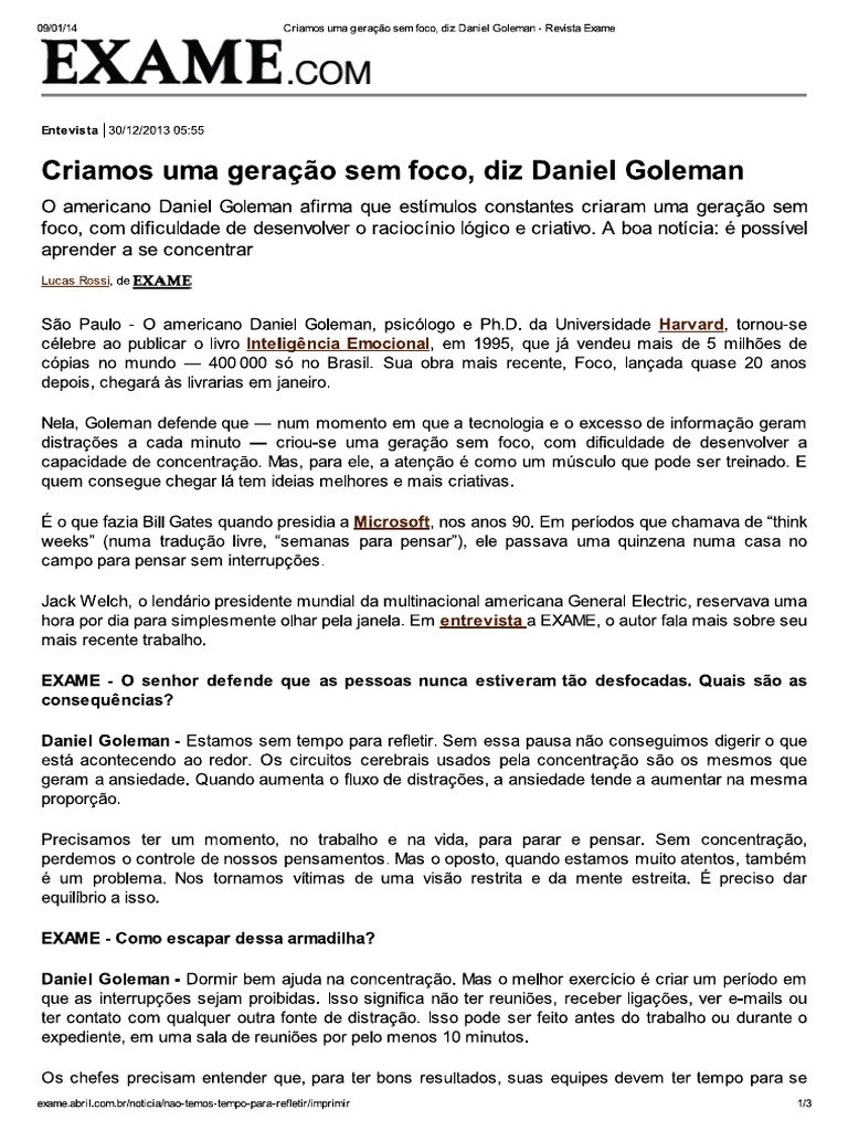Foco - Daniel Goleman | PDF Foco - Daniel Goleman | PDF