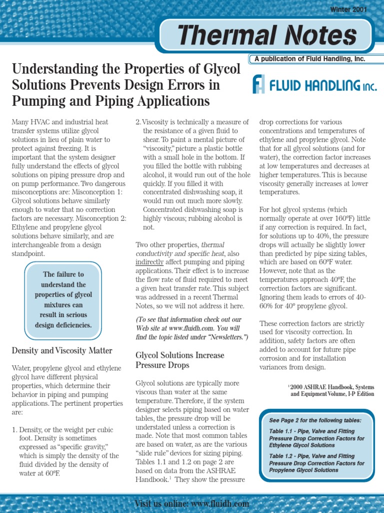 Glycol Correction Friction | PDF | Viscosity | Pump