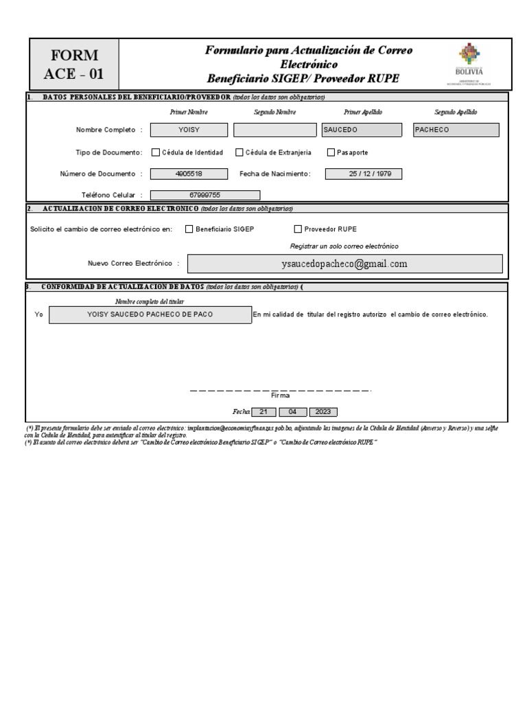 Formulario - Ace 01 Yoisy | PDF | Gobierno y personalidad ...