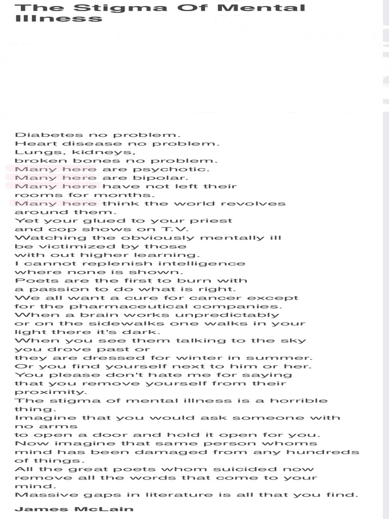 The Stigma of Mental Illness - English SBA | PDF | Poetry | Maya Angelou