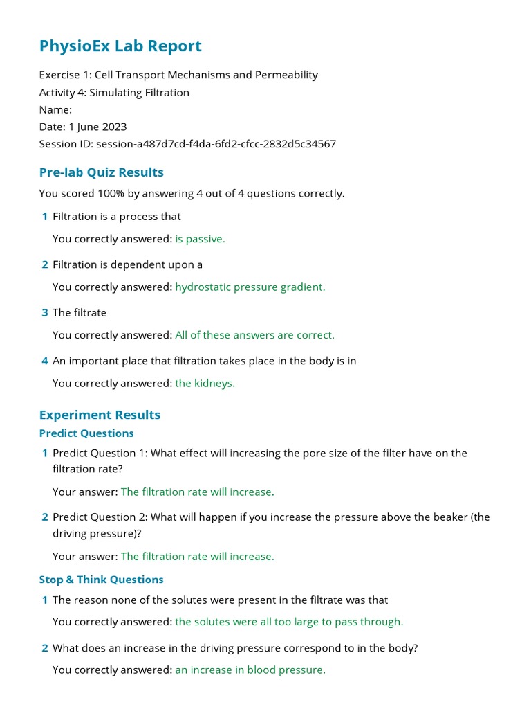 Cell Transport and Filtration Lab Report | PDF | Filtration | Kidney