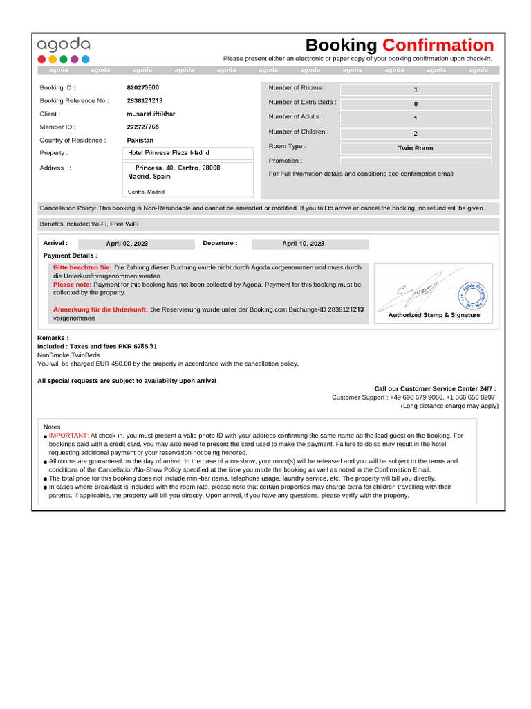 Confirmation_for_Booking_ID_#_8202799000 | PDF