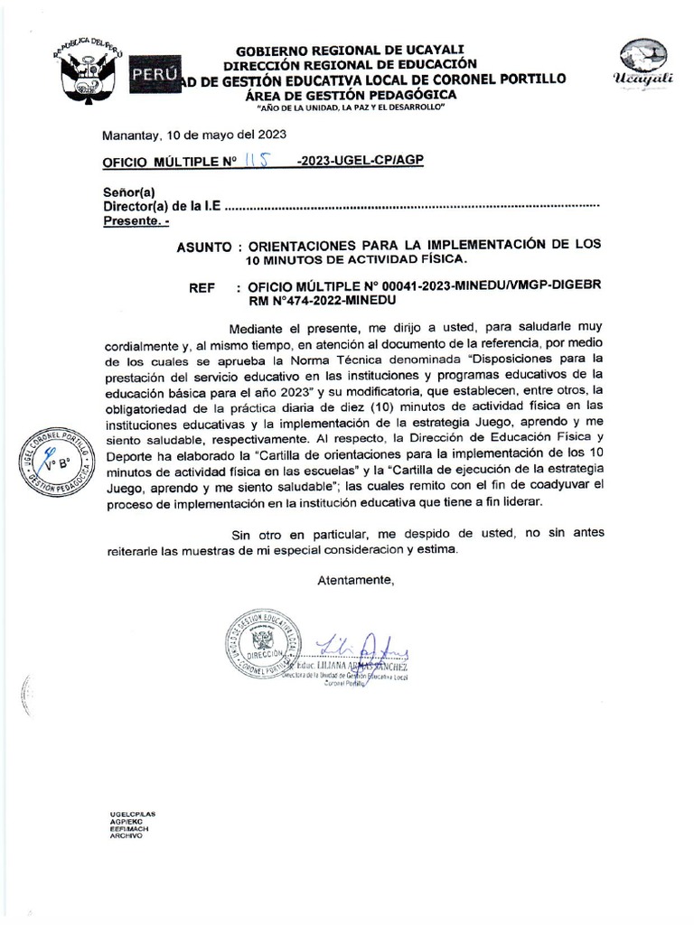 Oficio Multiple N°115-2023-Ugel-Cp-Agp | PDF