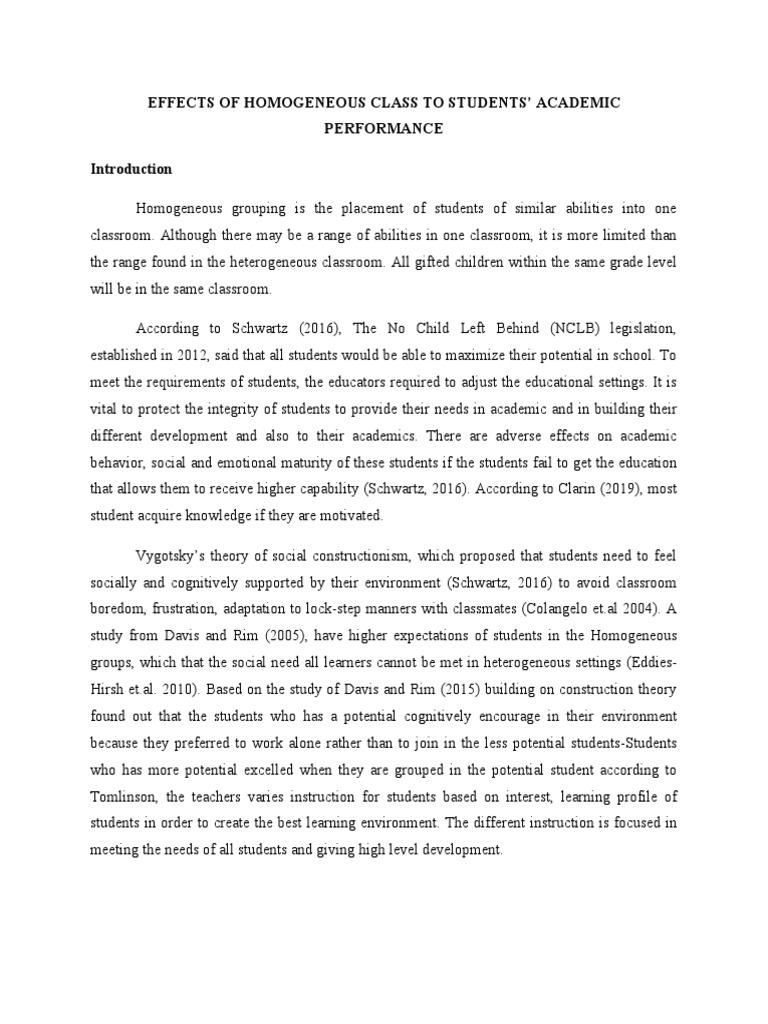 Homogeneous Student Grouping Affecting The Learners | PDF | Learning | Experience