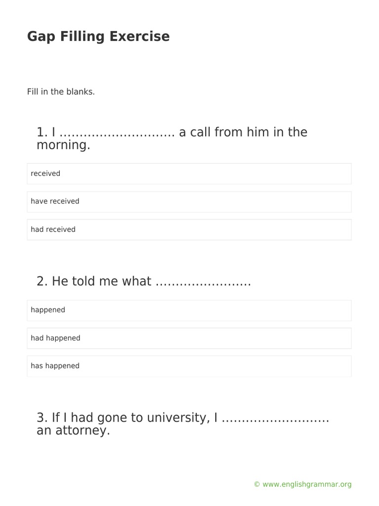 Gap Filling Exercise | PDF