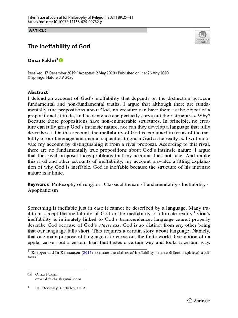 Ineffability of God | PDF | God | Experience