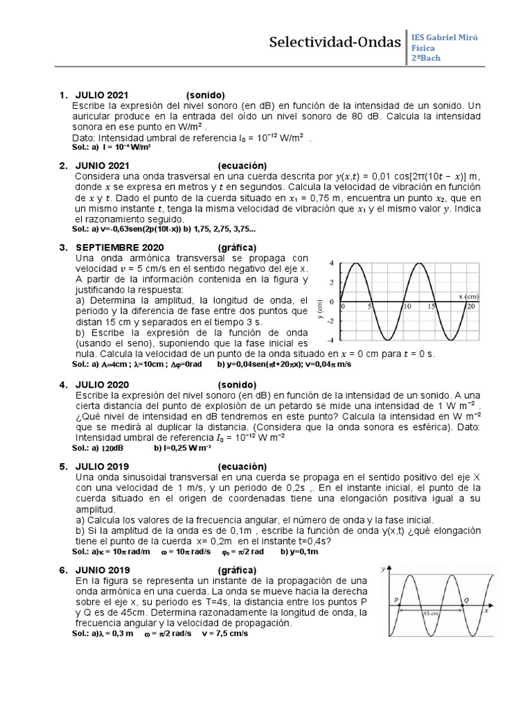 Selectividad Ondas y MAS | PDF | Olas | Oscilación