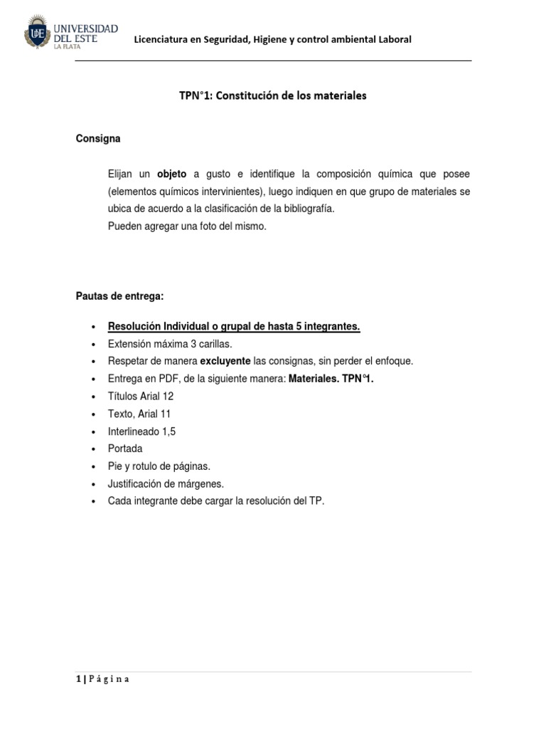 Materiales TPN°1 | PDF