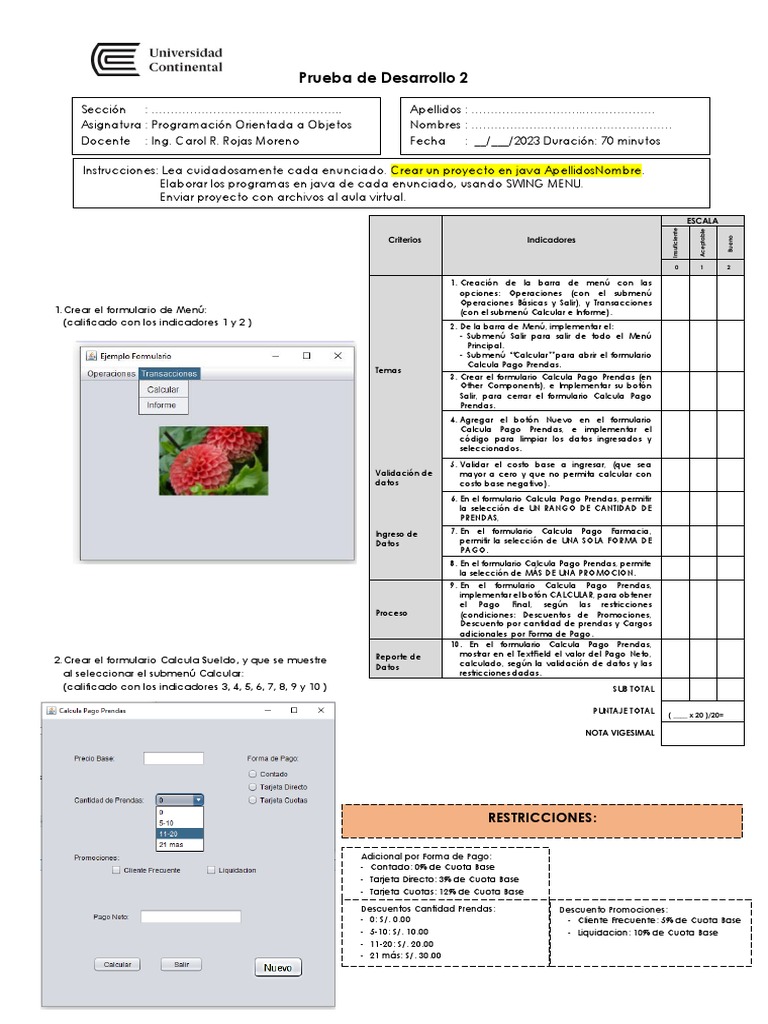 C2 PruebaDesarrollo 2 60% Programacion OO Martes 2023-10 | PDF