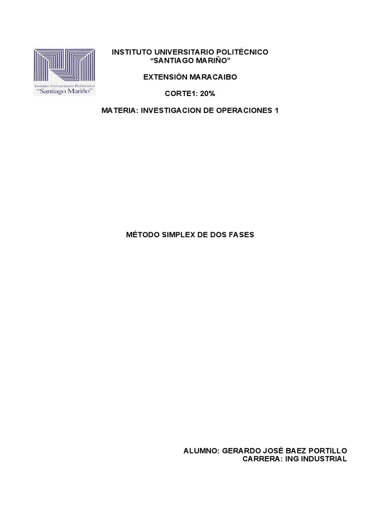 Actividad 2 (Corte 1) Gerardo Baez (Investigacion de Operaciones) 1 ...