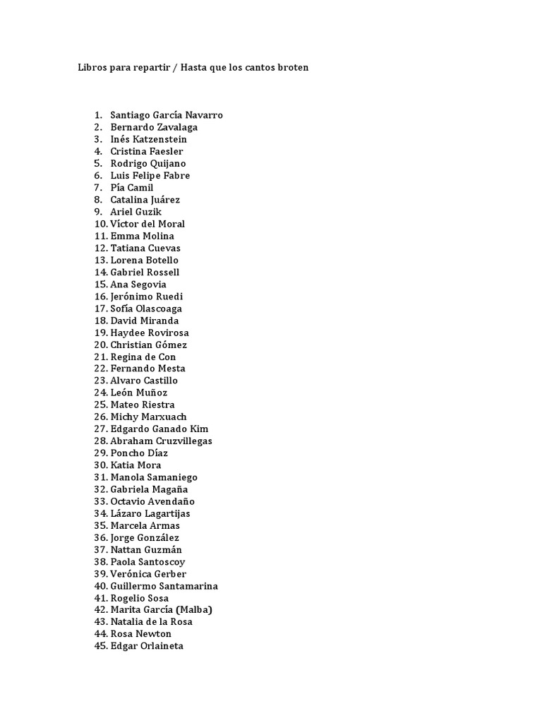 Lista de Autores para Libros Repartidos | PDF | Hogar, jardinería y ...