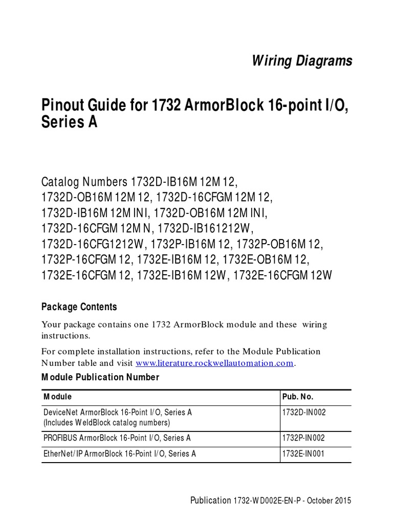 Pinout Guide For 1732 Armorblock 16-Point I/O, Series A: Wiring ...