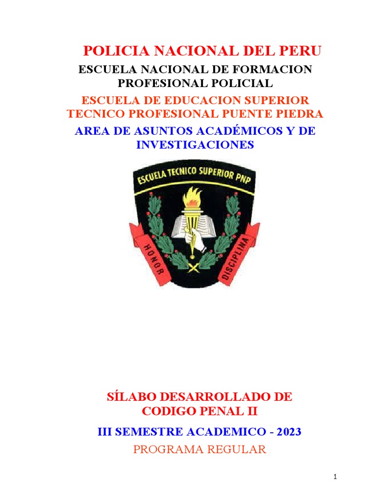 Silabo Actualizado Cod. Penal Ii - 2023 | PDF | Homicidio | Asesinato