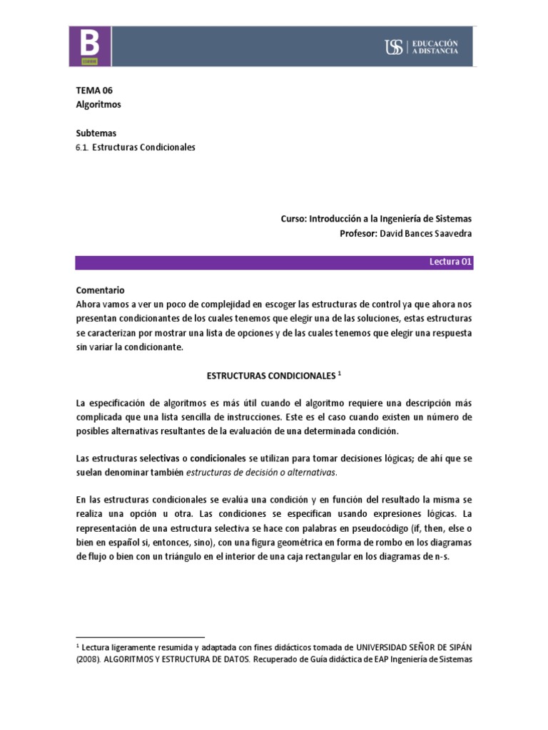 Estructuras Condicionales Básicas | PDF