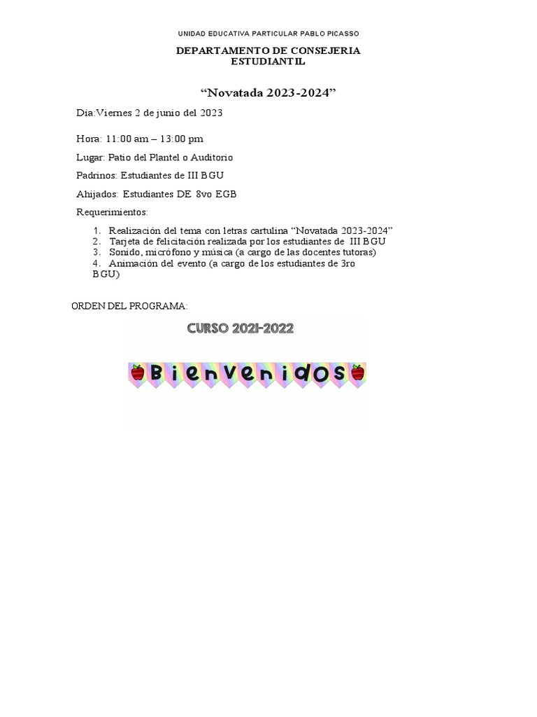 Novatada 8vo 2023 | PDF