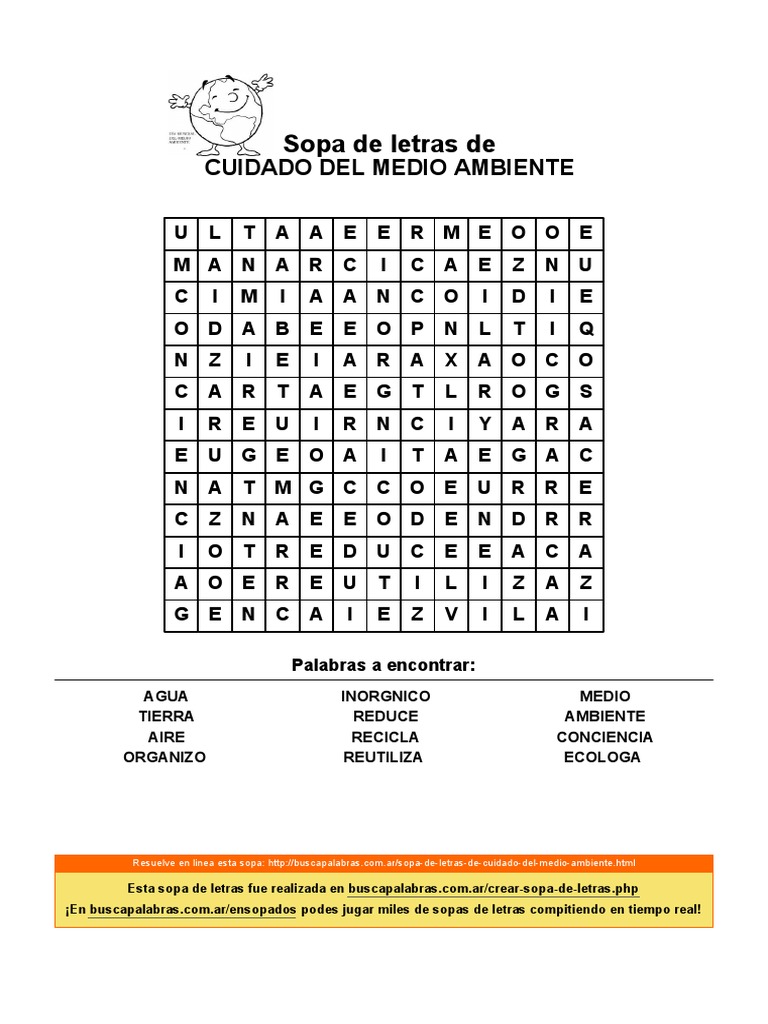 Sopa de Letras de Cuidado Del Medio Ambiente | PDF