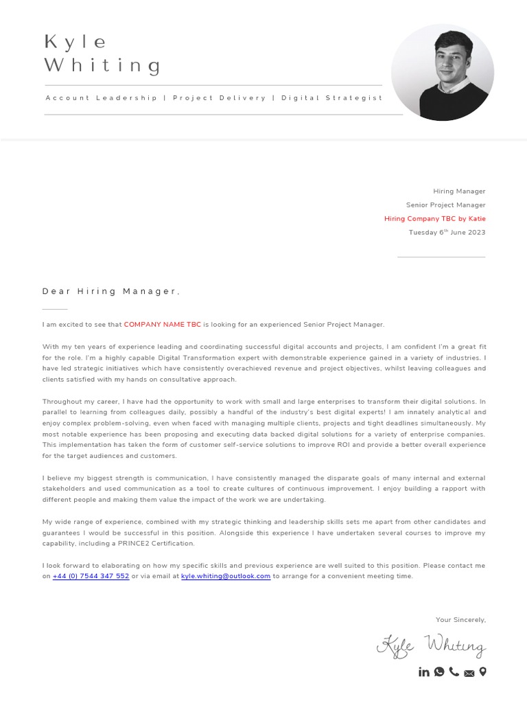 Kyle Whiting Cover Letter Real Staffing 2023 v1.0 | PDF | Experience | Business