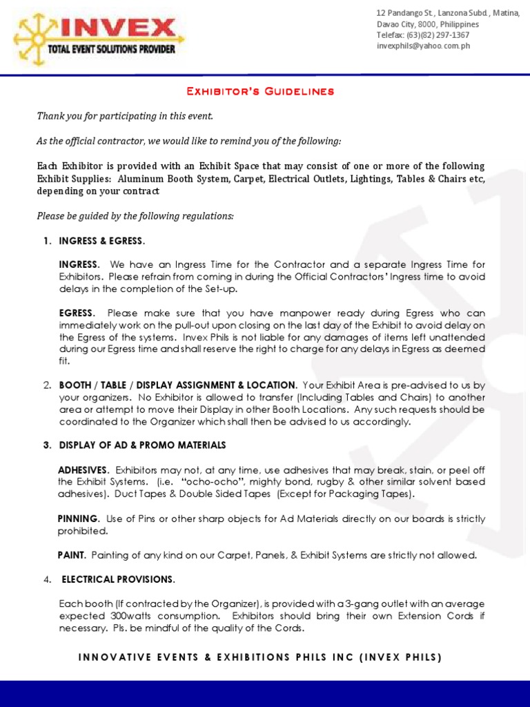 Invex Exhibit Guidelines | PDF