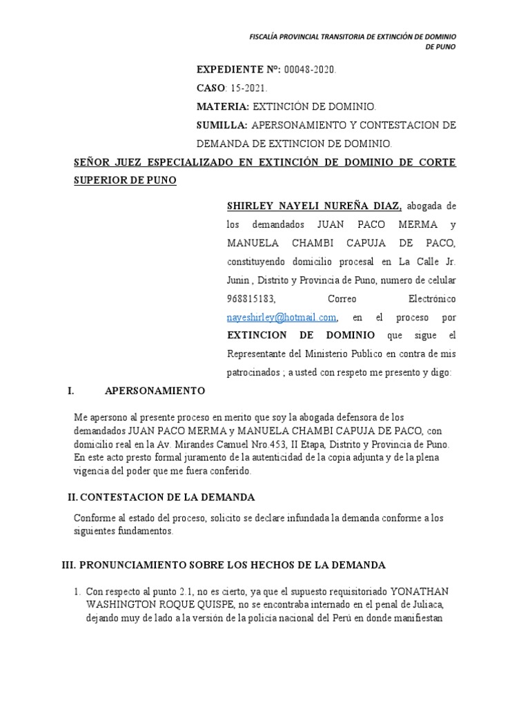 Contestacion de Demanda | PDF | Gobierno | Ley común