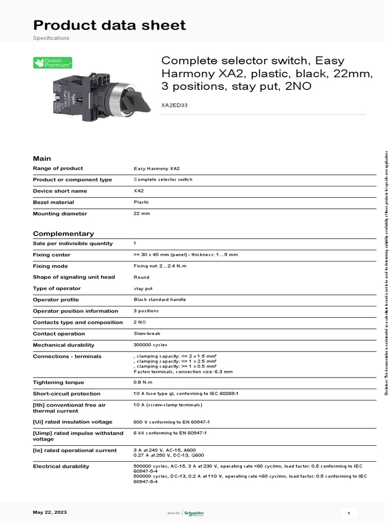 Easy Harmony XA2 - XA2ED33 | PDF | Fuse (Electrical) | Electrical Engineering