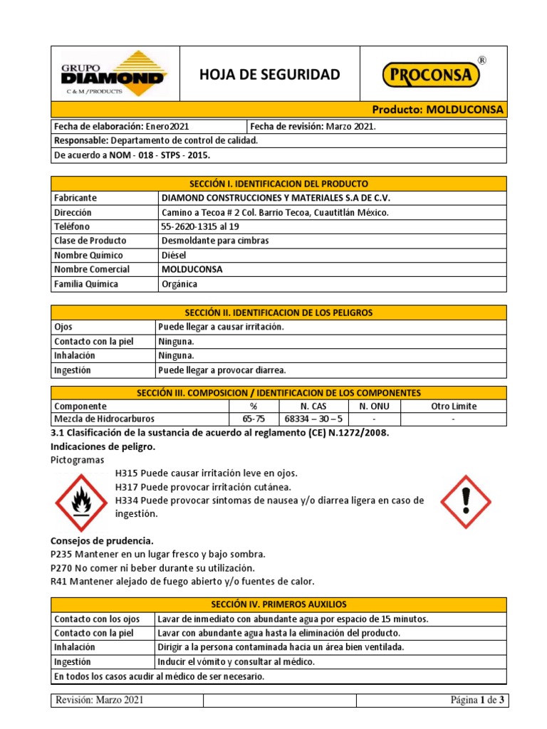 H. Seg. MOLDUCONSA DESMOLDANTE | PDF