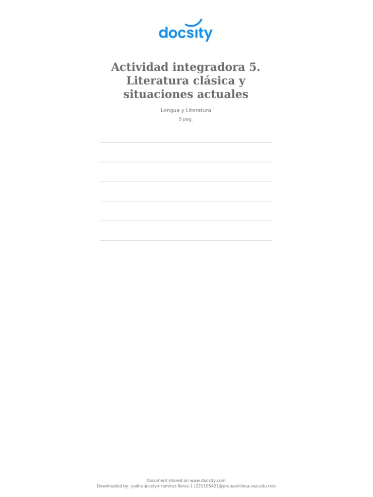 Docsity Actividad Integradora 5 Literatura Clasica y Situaciones Actuales 4 | PDF